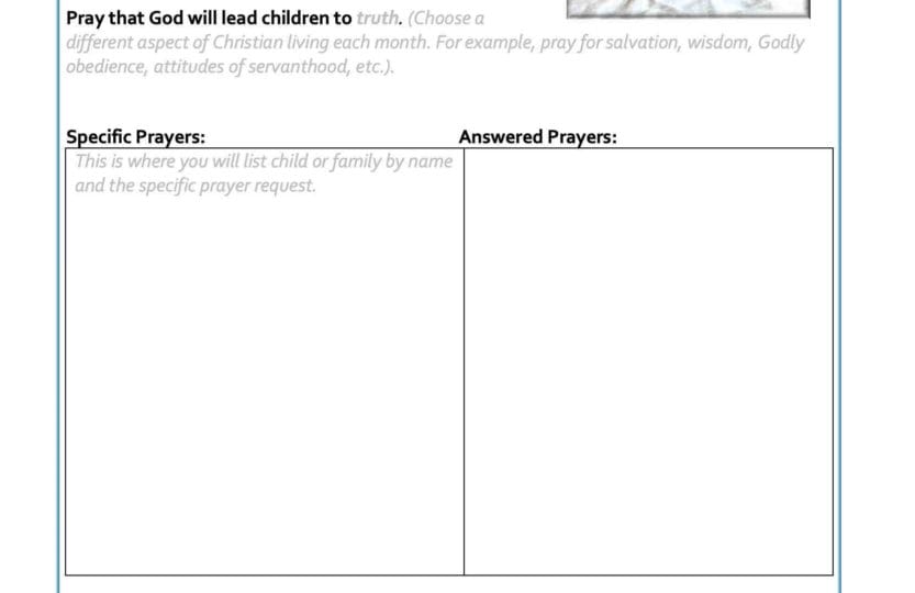Prayer Ministry Template | Teach for Jesus